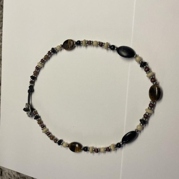 Chaps | Jewelry | Signed Chaps Tigers Eye Bead Beaded Silver Tone Clasp ...